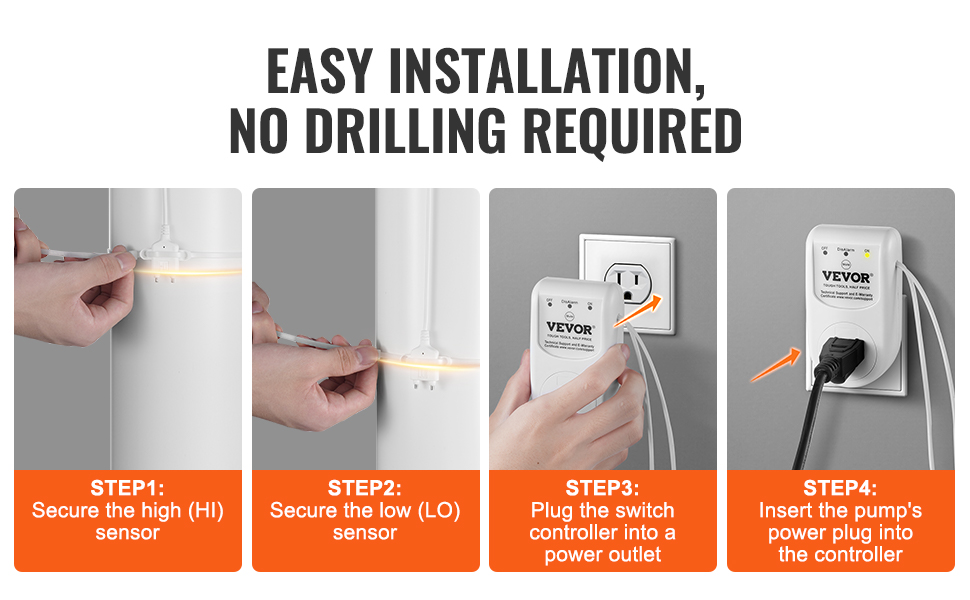 VEVOR Sump Pump Alarm With Dual Sensors Loud Alarm Long Cable for ...