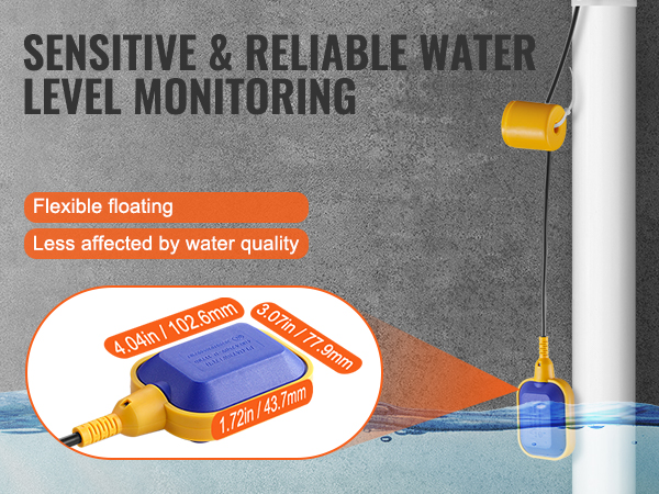 VEVOR Sump Pump Alarm With 16.4ft Level Float Switch Loud Alarm LED ...