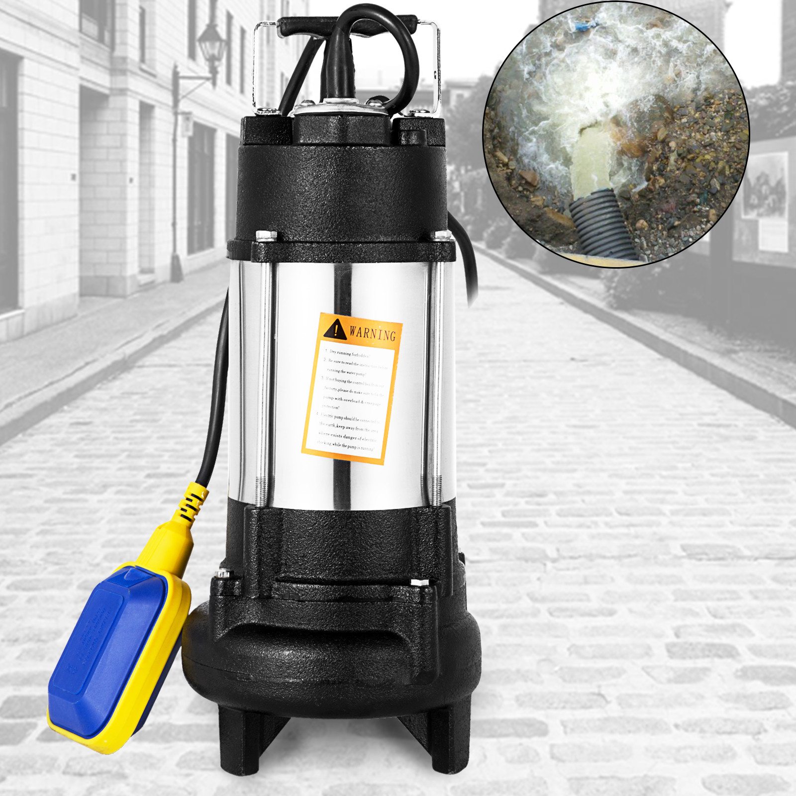 Submersible Sewage Pump Dirty Water Pump 1 Hp 6340 Gph Stainless Steel ...