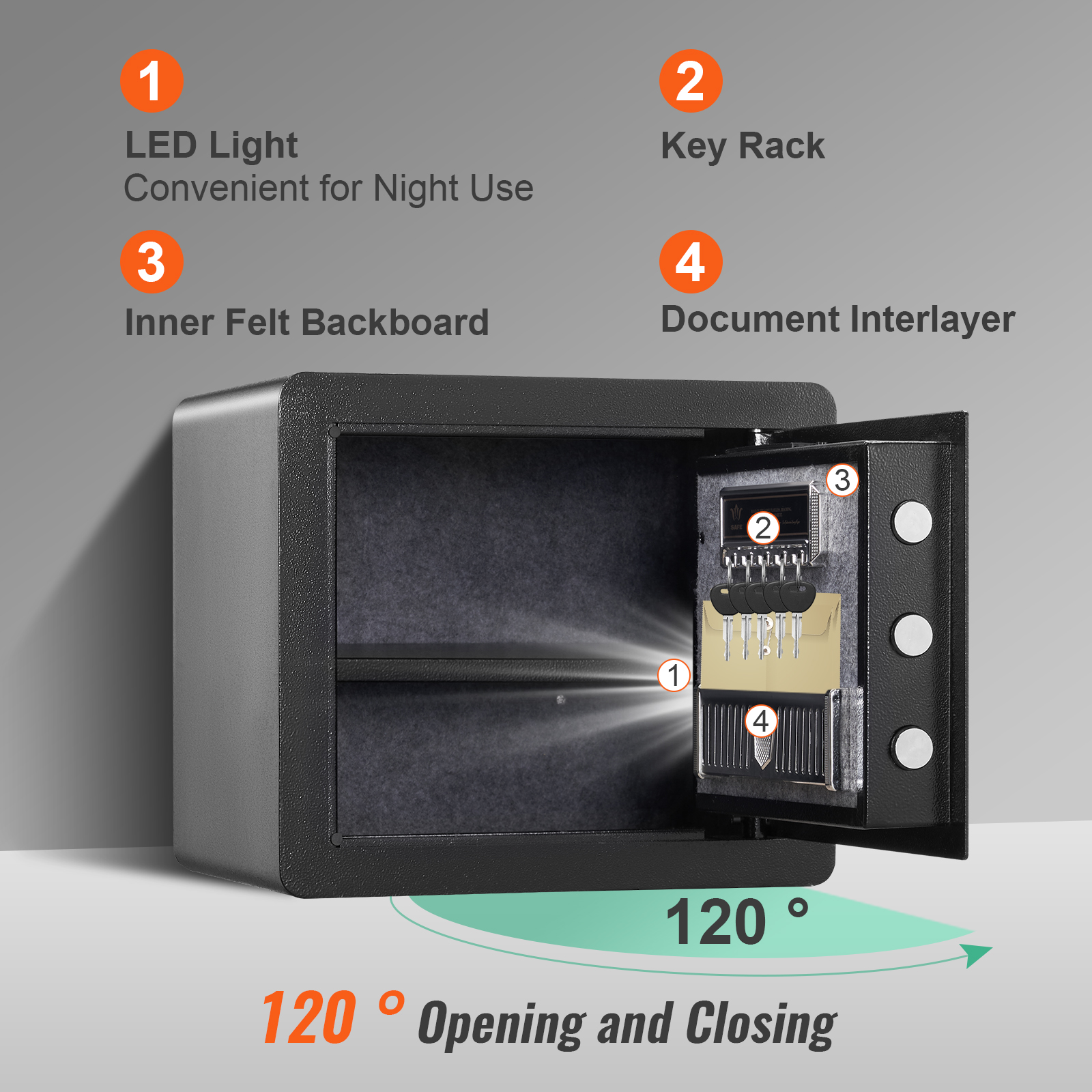 Uimoso Safe Box Lock Security for Cash Gold Digital Safe Key Lock Home ...