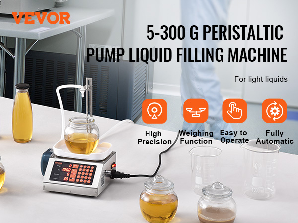 VEVOR Liquid Filling Machine, 5-300 g Weighing Capacity, Automatic ...