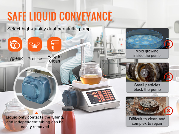 VEVOR Liquid Filling Machine, 5-300 g Weighing Capacity, Automatic ...