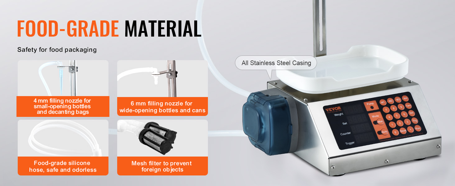 VEVOR Liquid Filling Machine, 5-300 g Weighing Capacity, Automatic ...