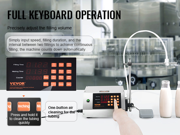 VEVOR Liquid Filling Machine, 5-650ml Filling Capacity, Automatic ...