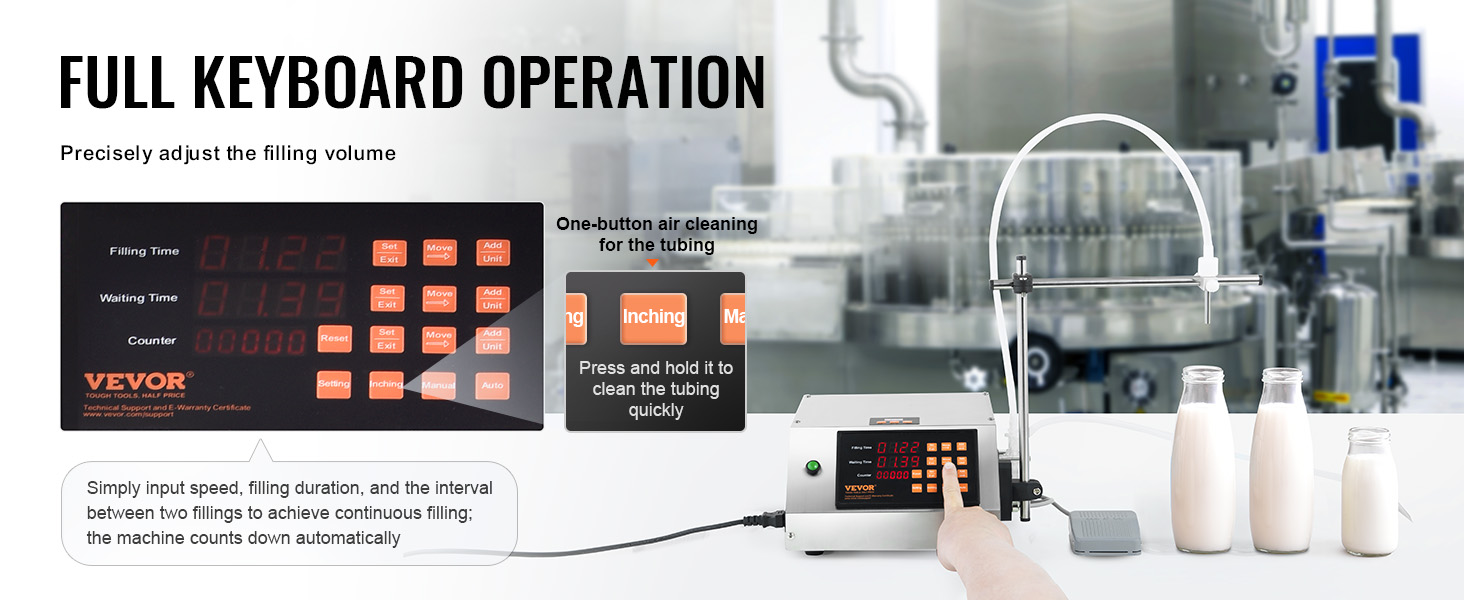 VEVOR Liquid Filling Machine, 5-650ml Filling Capacity, Automatic ...