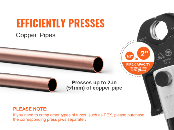 VEVOR Pro Press Tool, 18V Electric Pipe Crimping Tool for 1/2" to 2 ...