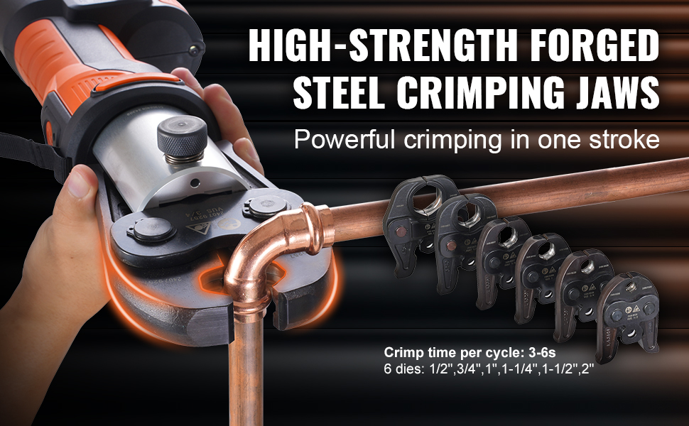 VEVOR Pro Press Tool Pipe Crimping Kit Press Tool Battery Kit with 6 ...