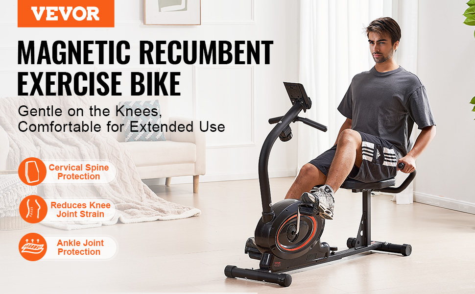 VEVOR Recumbent Exercise Bike Magnetic Resistance Stationary Bike Adult ...