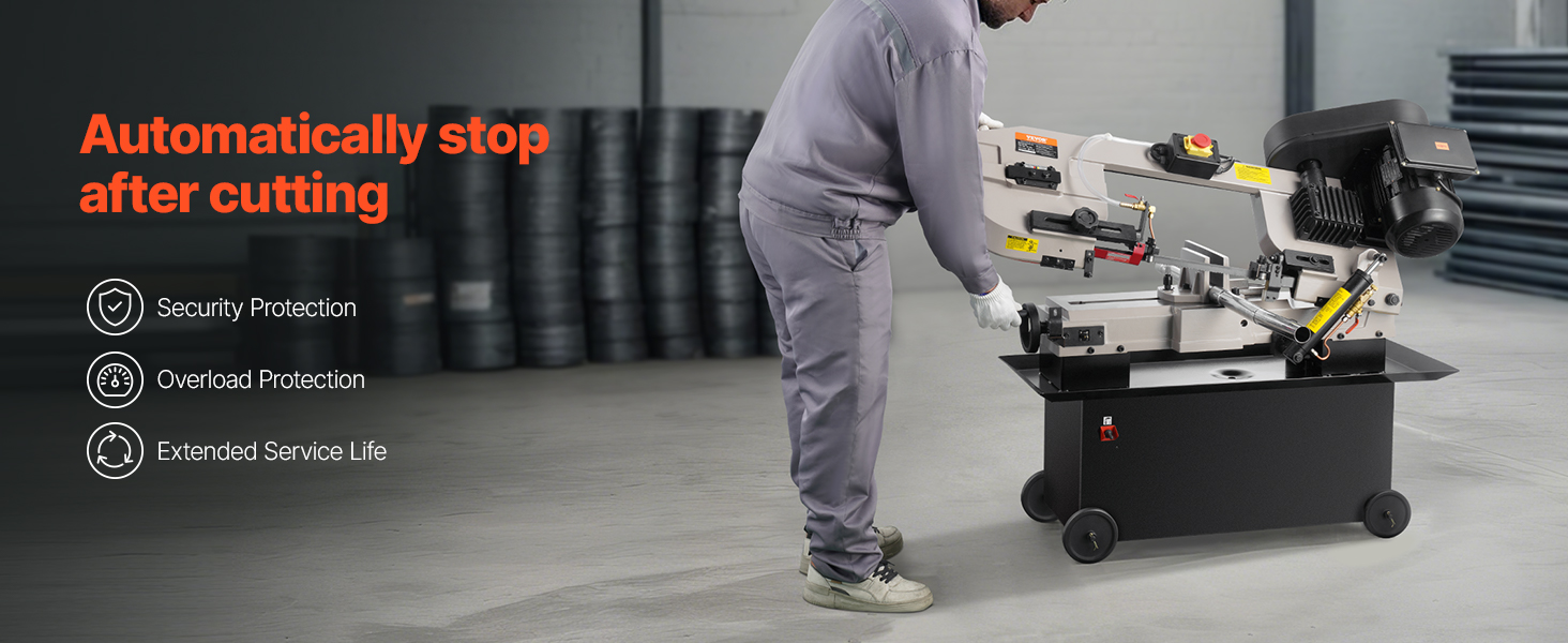 Metal Horizontal Band Saw 7 x 12 in 1.1 kW Motor Variable Speed Bandsaw ...