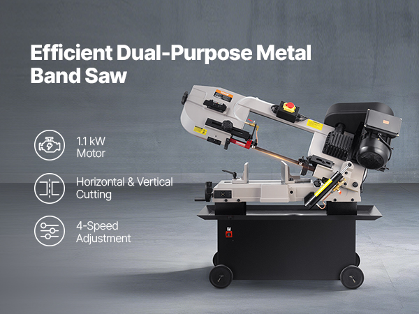 Metal Horizontal Band Saw 7 x 12 in 1.1 kW Motor Variable Speed Bandsaw ...