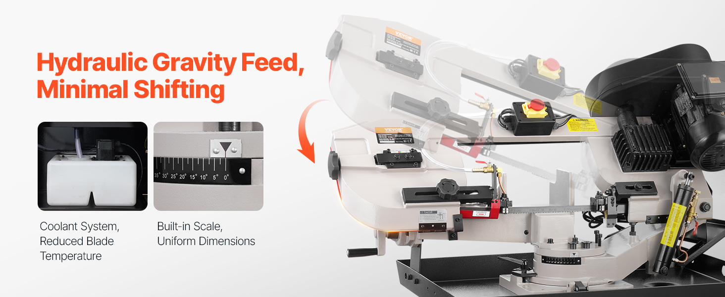 Metal Horizontal Band Saw 7 x 8.25 in 1.1 kW Variable Speed Bandsaw 110 ...