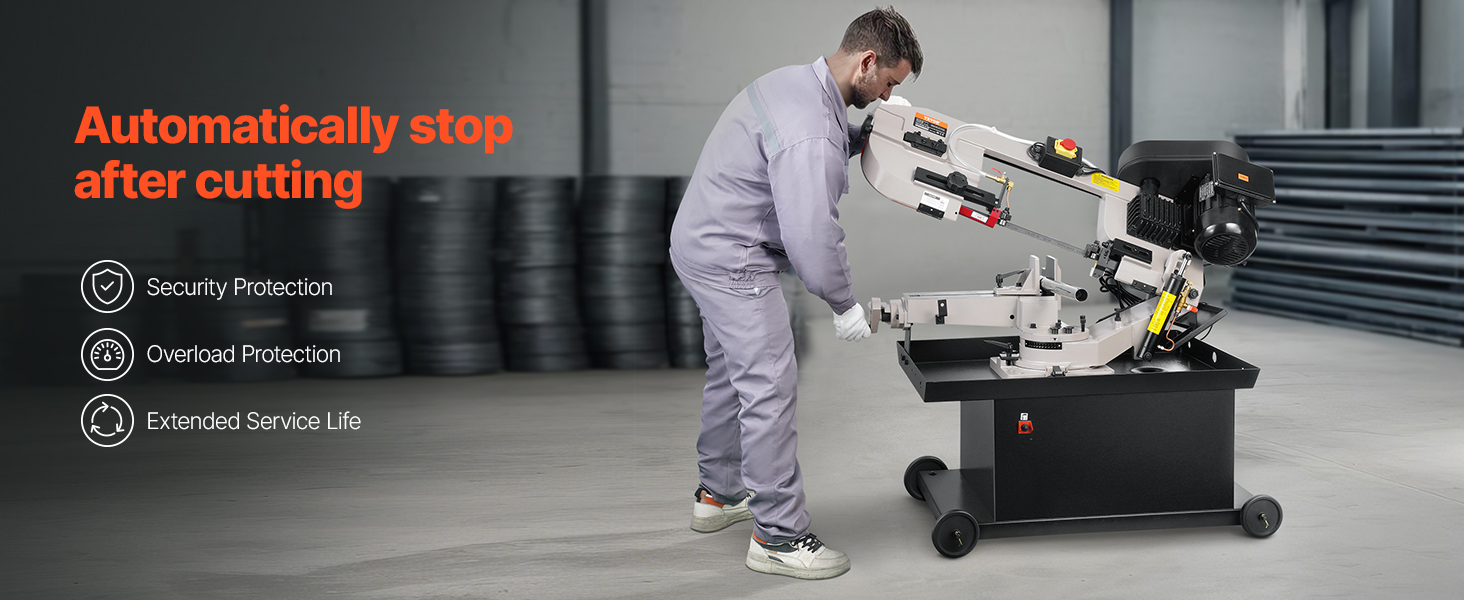 Metal Horizontal Band Saw 7 x 8.25 in 1.1 kW Variable Speed Bandsaw 110 ...