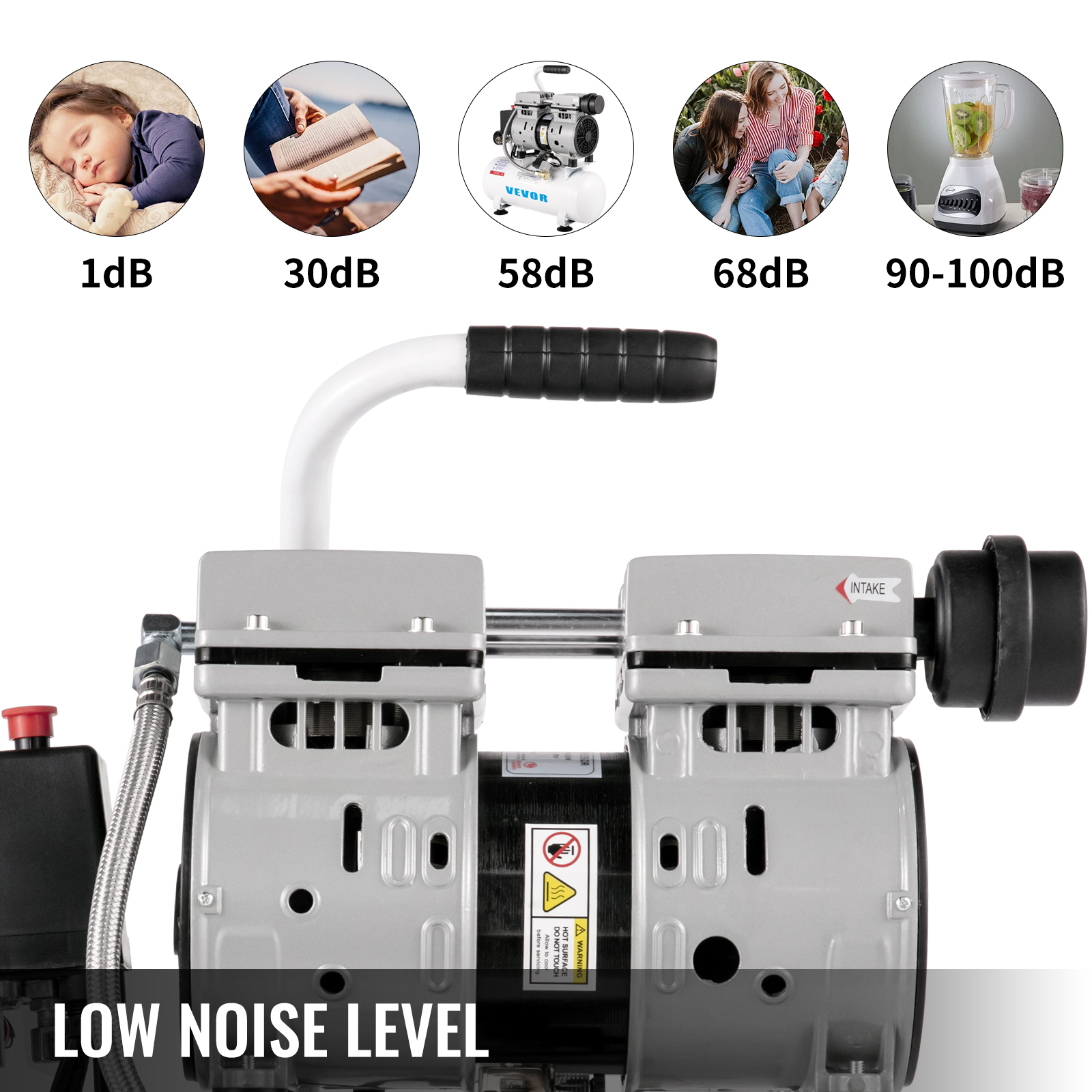 VEVOR VEVOR Compresor de Aire Ultra Silencioso 9 L, Ultra Quiet Air Compressor 550 W, Compresor ...