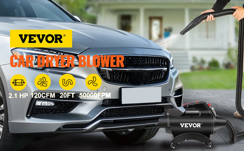 VEVOR Car Dryer Blower 2.1HP,Powerful Car Air blower with 120CFM ...