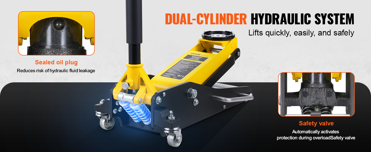 VEVOR Low Profile Floor Jack 2 Ton Heavy Duty Dual Piston Rapid Pump ...