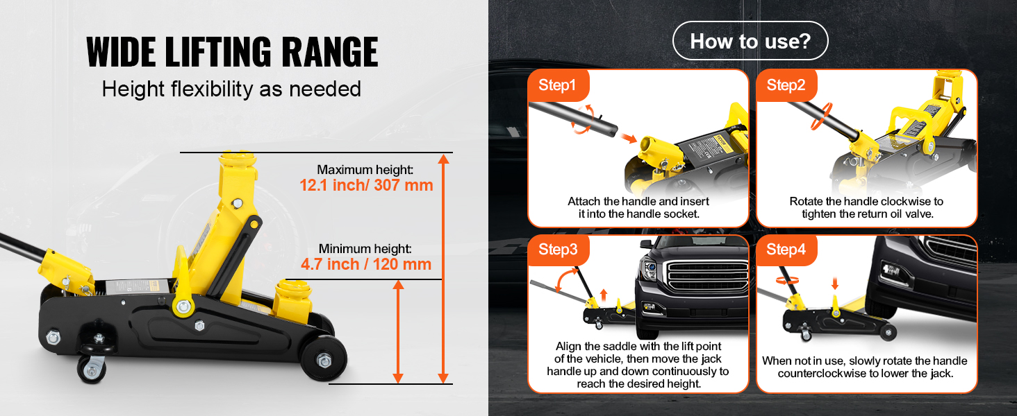 VEVOR Low Profile Floor Jack 1.5 Ton Heavy Duty Single Piston Hydraulic ...