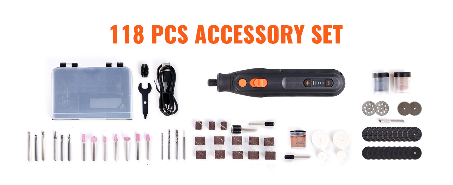 VEVOR Rotary Tool Kit Variable Speed Rotary Tool 118PCS for Grinding ...