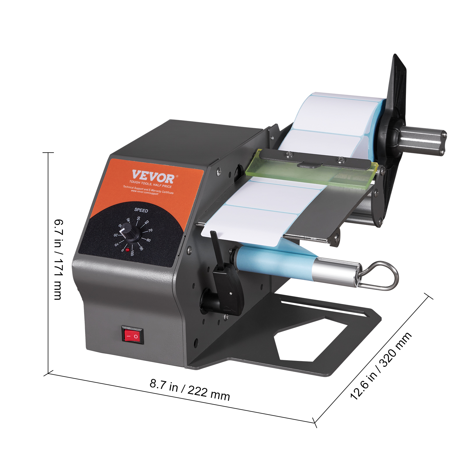 VEVOR Automatic Label Dispenser, Width 0.2"-4.5"/5-115 mm, Length 0.2 ...