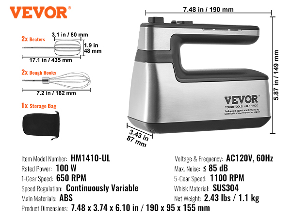 VEVOR Cordless Electric Hand Mixer, 250W, Continuously Variable ... VEVOR Cordless Electric Hand Mixer, 250W, Continuously Variable ...