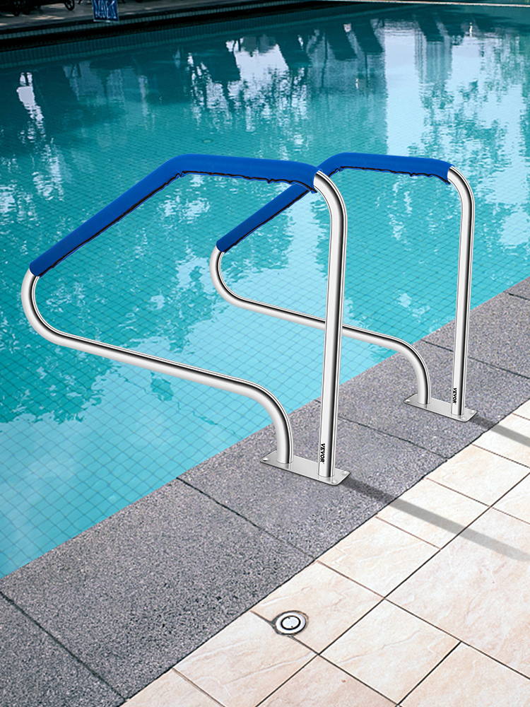 VEVOR Pool Handrail, 49.4" x 34" Swimming Pool Stair Rail, 304 ...