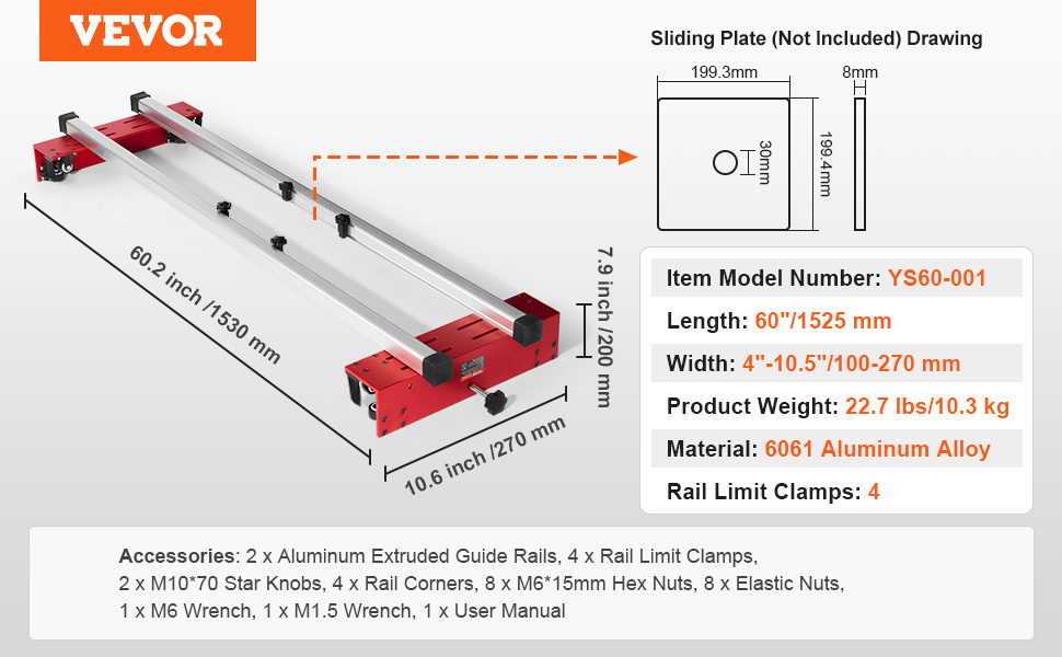 Vevor Router Sled 60 Inches Portable And Easy To Adjust Slab