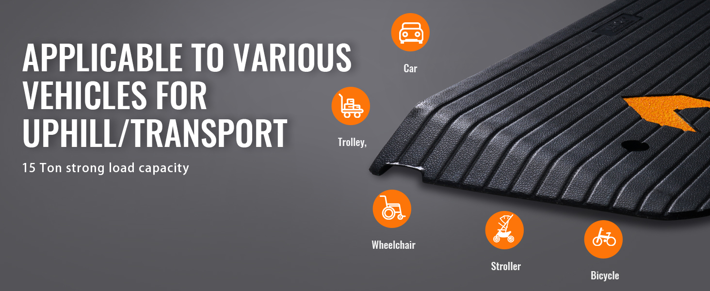 VEVOR Rubber Threshold Ramp, 2" Rise Threshold Ramp Doorway, Recycled ...