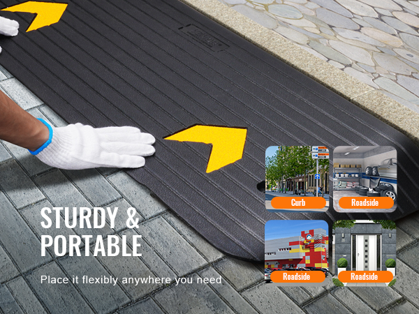VEVOR Rubber Threshold Ramp, 2" Rise Threshold Ramp Doorway, Recycled ...