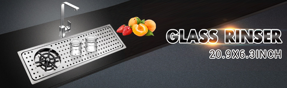 VEVOR Glass Rinser with Side Spray Pitcher Rinser 20.9x6.3-Inch Bar ...