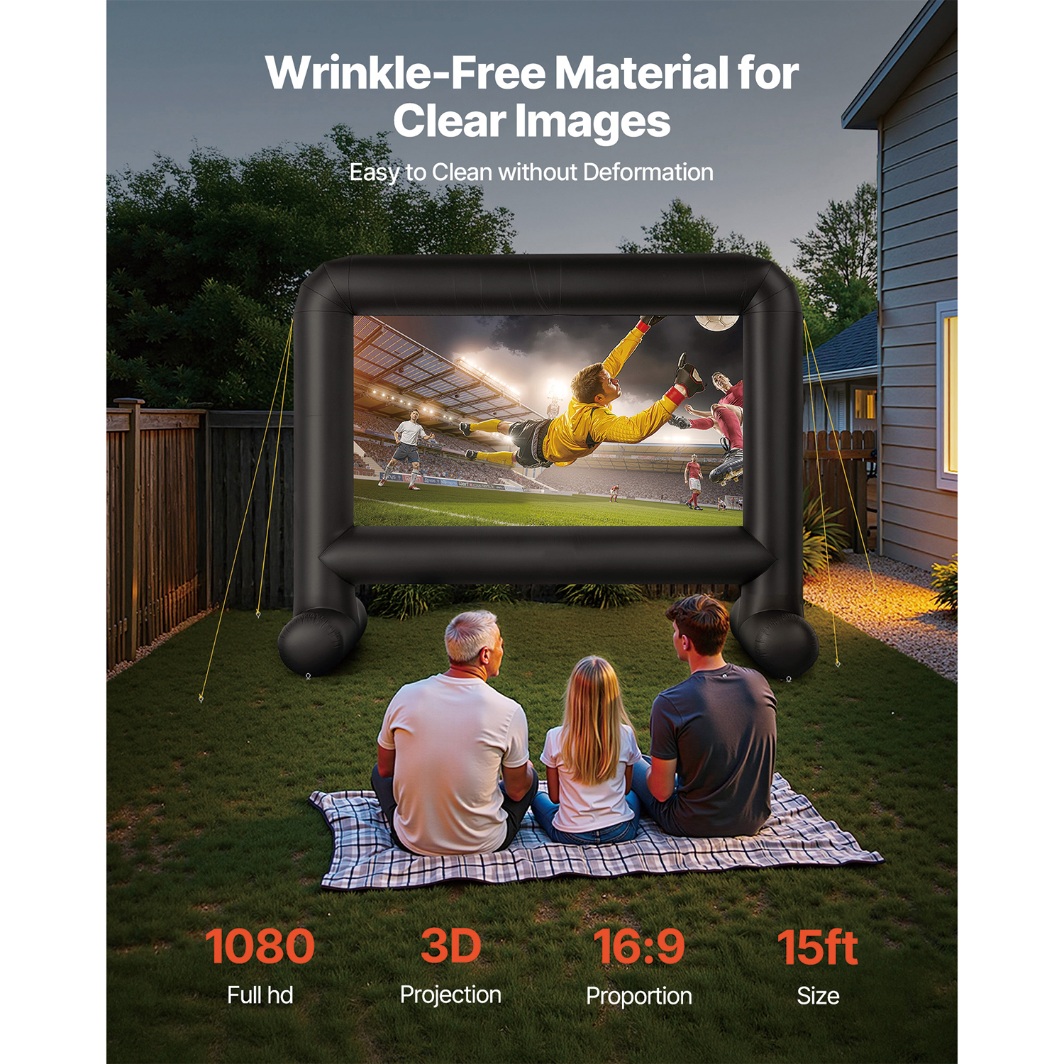 Uimoso Inflatable Movie Screen 16:9 600D Movie Projection with Portable ...
