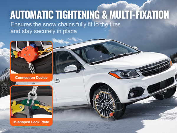 VEVOR Auto Tightening Snow Chains Diamond Mesh Anti-slip Traction Wheel ...
