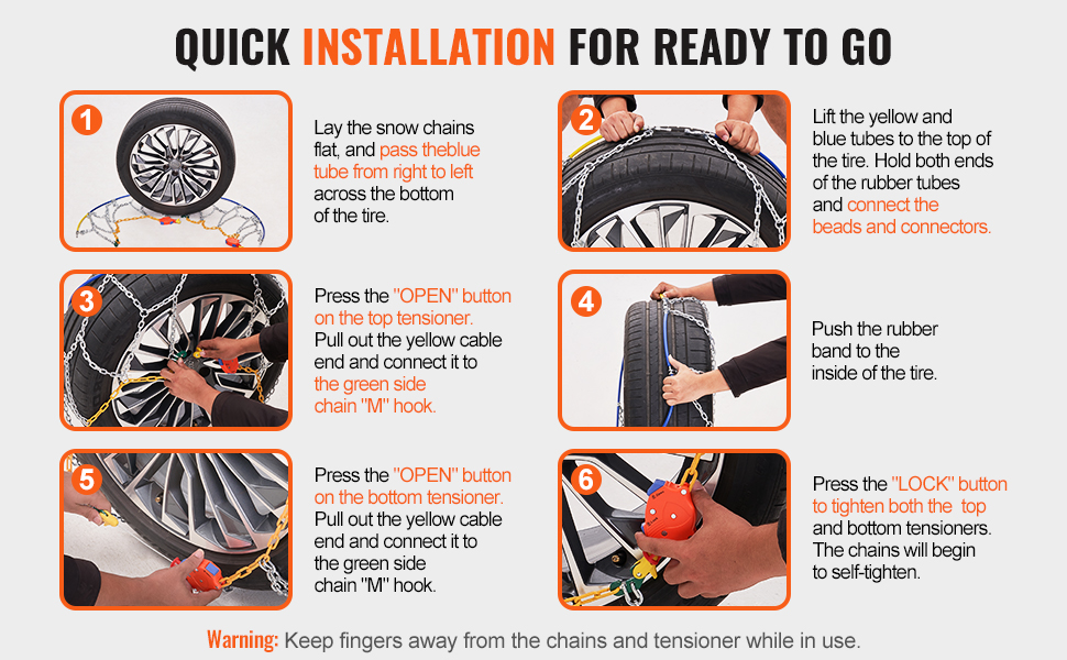 VEVOR Auto Tightening Snow Chains Diamond Mesh Anti-slip Traction Wheel ...