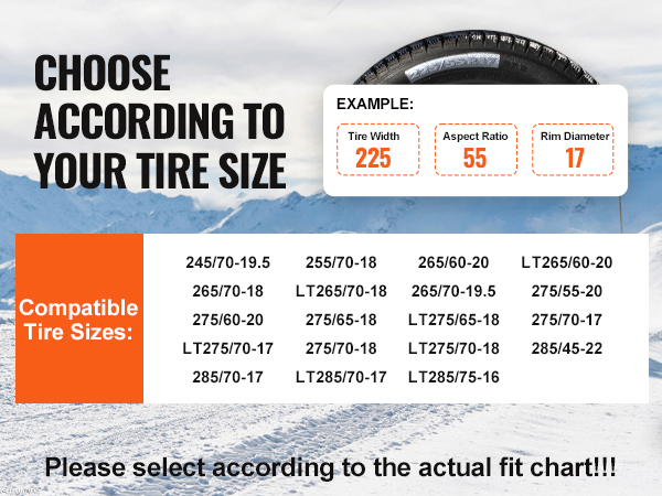 VEVOR Auto Tightening Snow Chains Diamond Mesh Anti-slip Traction Wheel ...