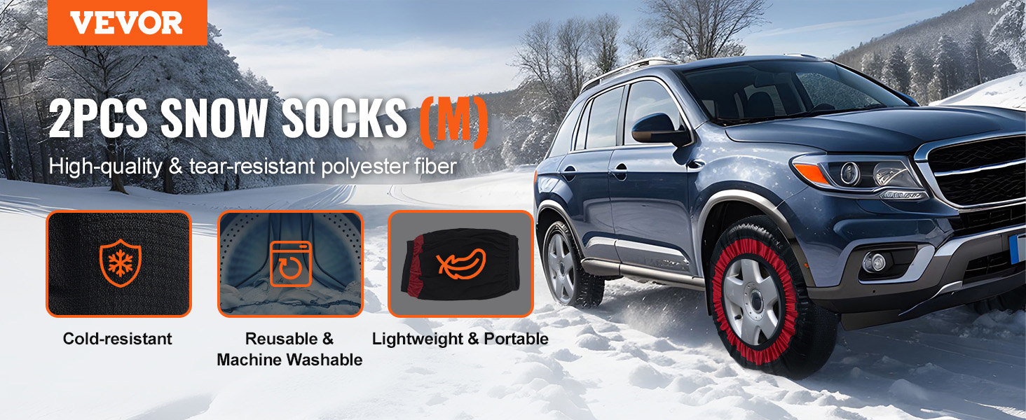 VEVOR 2PCS Thickened Snow Socks for Tires Snow Traction Tire Cover ...