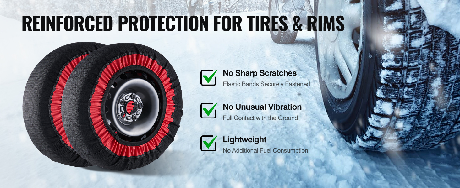 VEVOR 2PCS Thickened Snow Socks for Tires Snow Traction Tire Cover ...