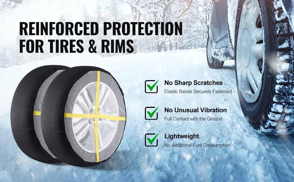 VEVOR Thickened Snow Socks for Tires Full Coverage Snow Traction Tire ...