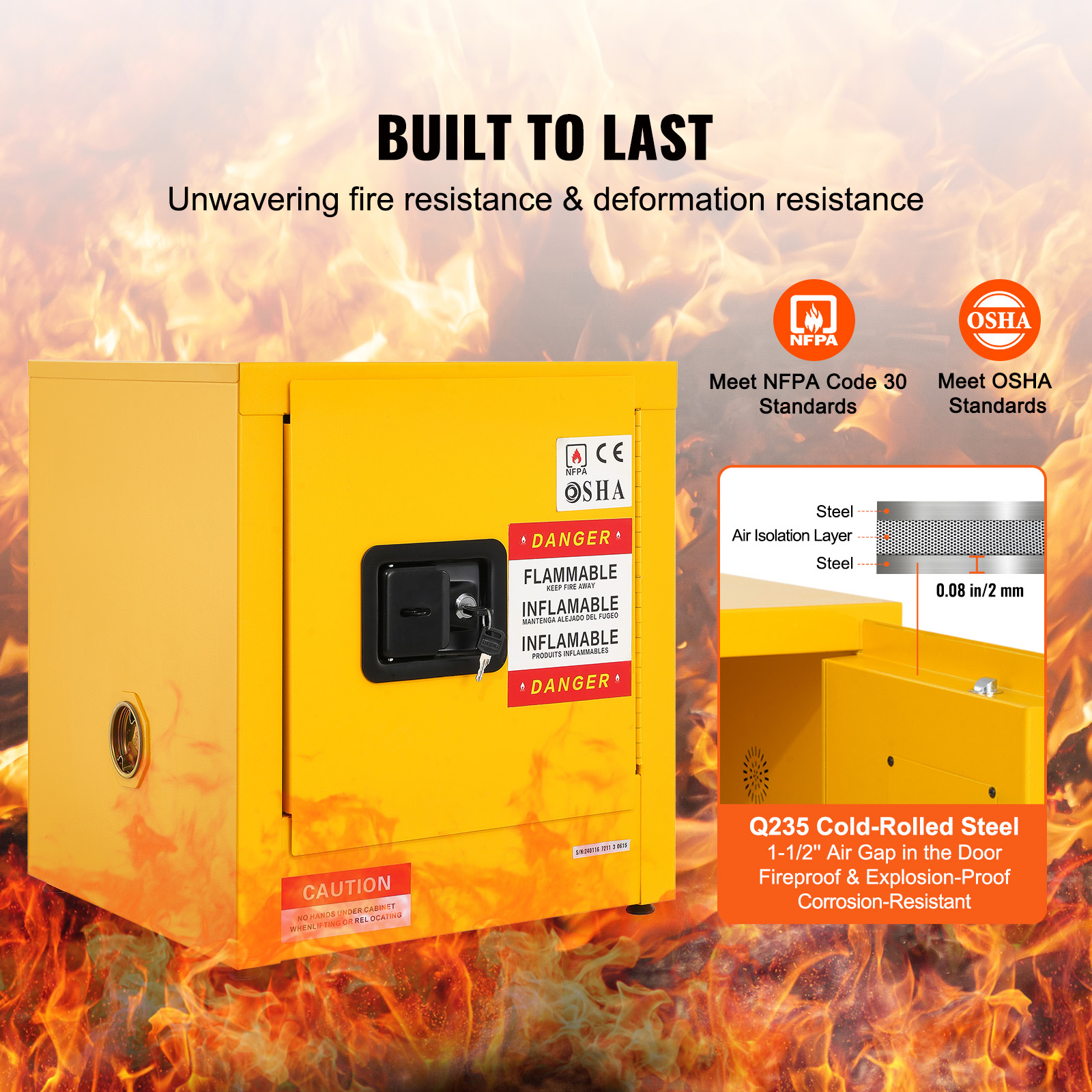 Uimoso 11/12/16/30/45Ga Safety Storage Cabinet Flammable Welded Bin ...