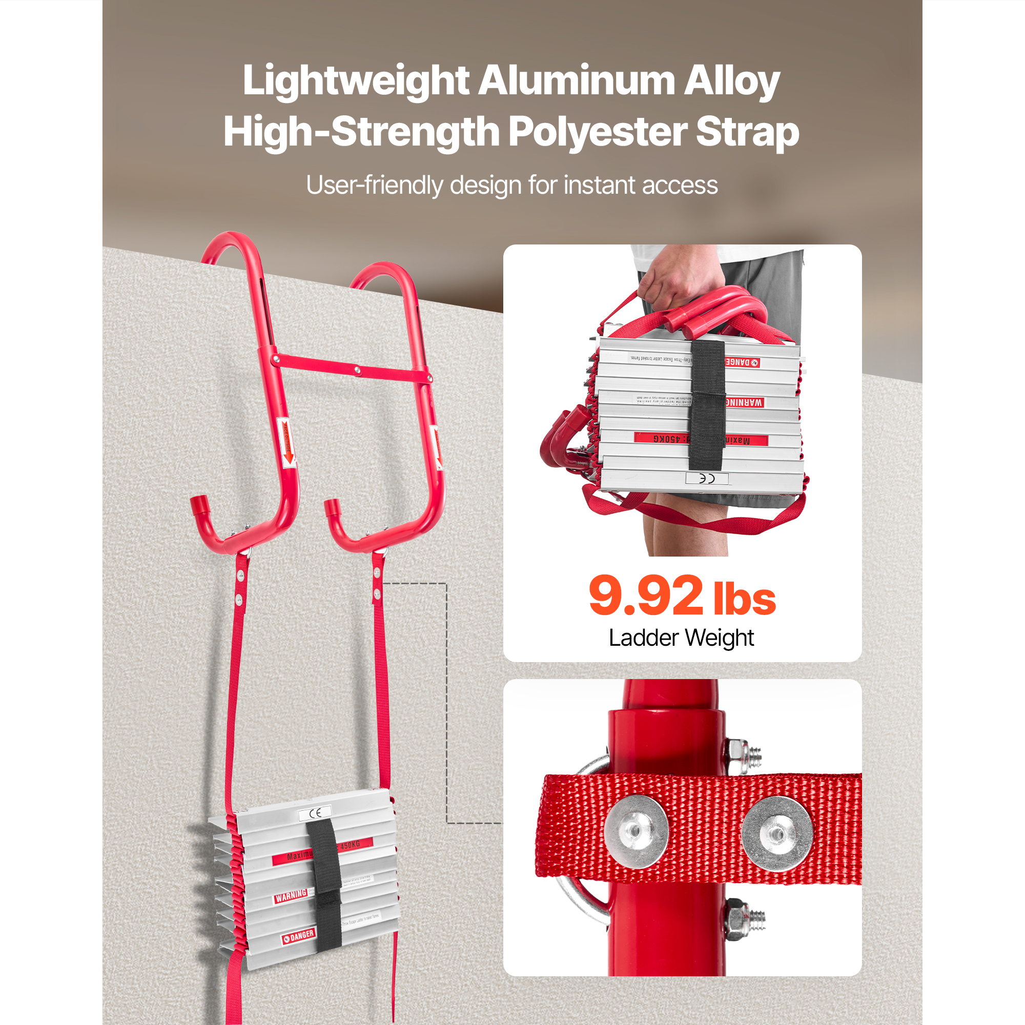 Mophorn 2-Story 13FT Emergency Fire Escape Ladder, Lightweight Aluminum ...