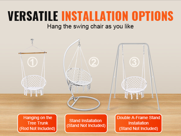 VEVOR Hammock Hanging Swinging Chair Macramé Hanging Chair for Indoor ...