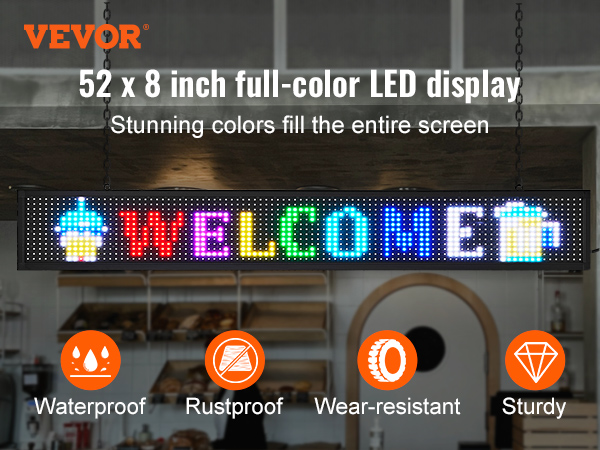 VEVOR Programmable LED Sign, P10 Full Color LED Scrolling Panel, DIY ...