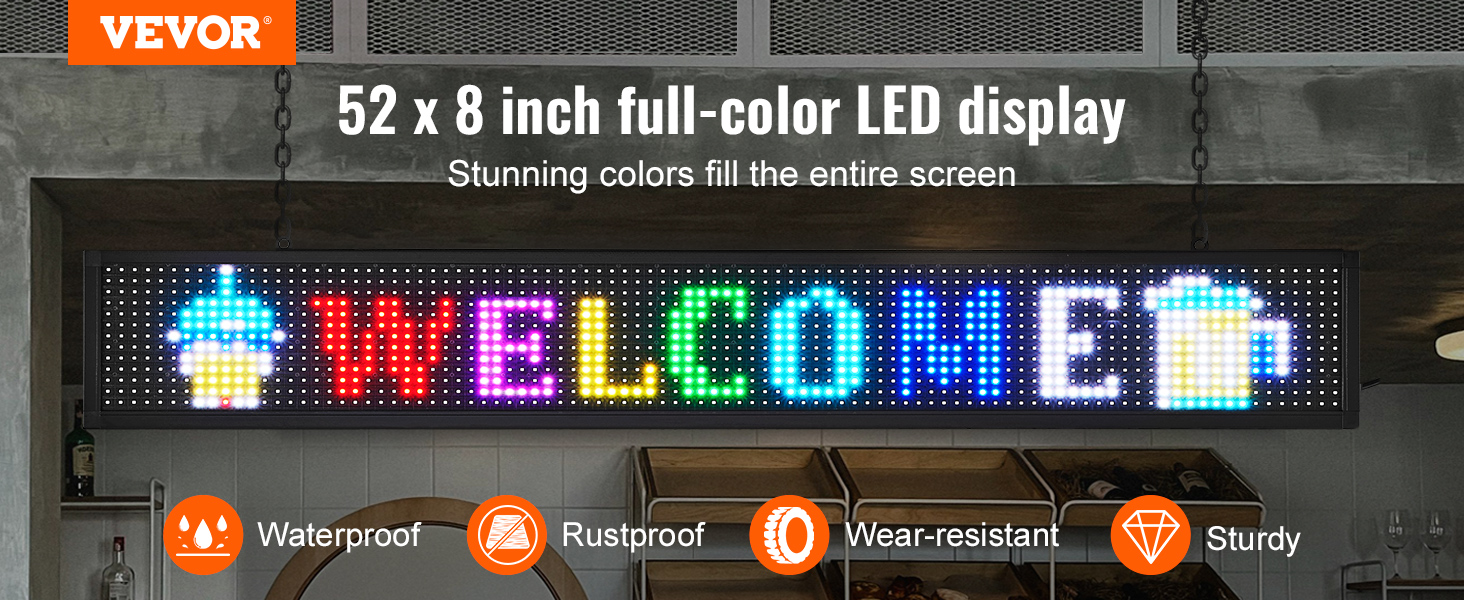 VEVOR Programmable LED Sign, P10 Full Color LED Scrolling Panel, DIY ...