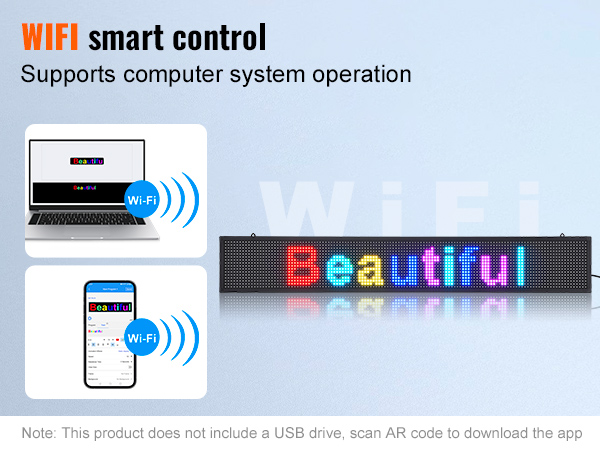 VEVOR Programmable LED Sign, P10 Full Color LED Scrolling Panel, DIY Custom Text Animation ...