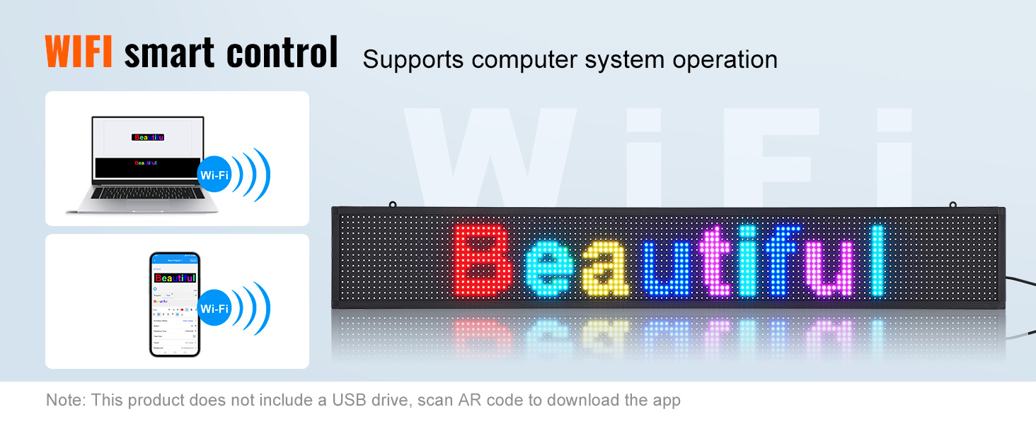 VEVOR Programmable LED Sign, P10 Full Color LED Scrolling Panel, DIY ...