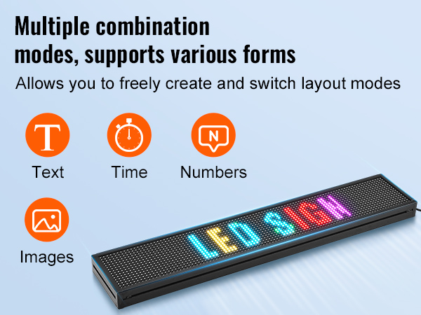 VEVOR Programmable LED Sign, P10 Full Color LED Scrolling Panel, DIY ...