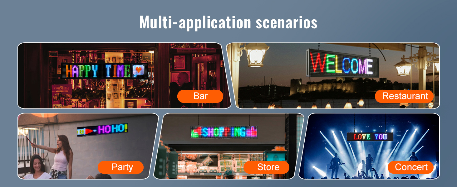 VEVOR Programmable LED Sign, P10 Full Color LED Scrolling Panel, DIY Custom Text Animation ...