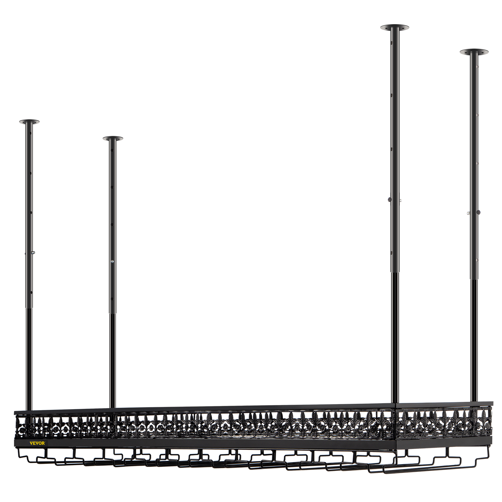 Ceiling-Mounted Bar Wine Rack Wine Glass Hanging Rack Black/Coppery ...