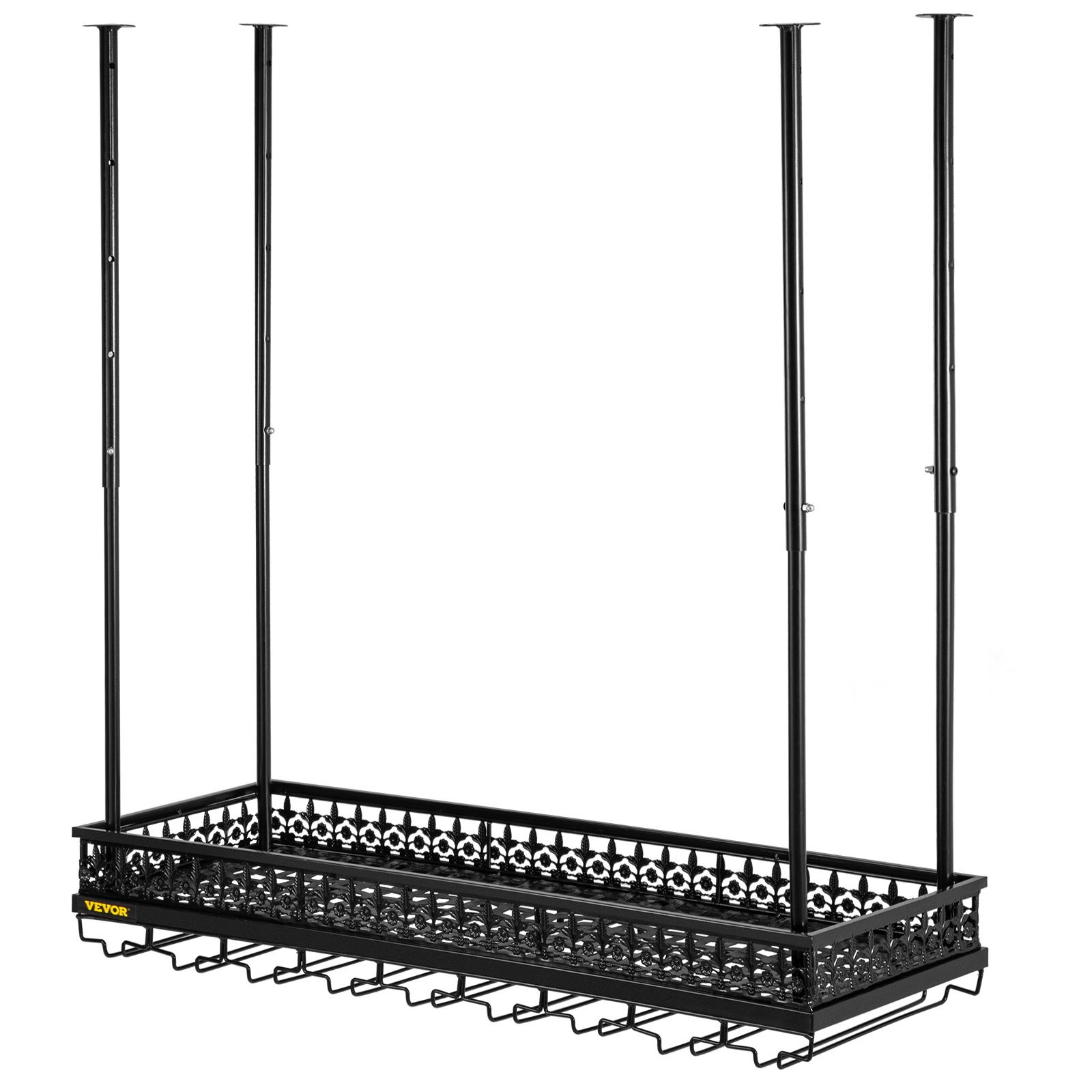 VEVOR Ceiling-Mounted Bar Wine Rack Wine Glass Hanging Rack Black ...