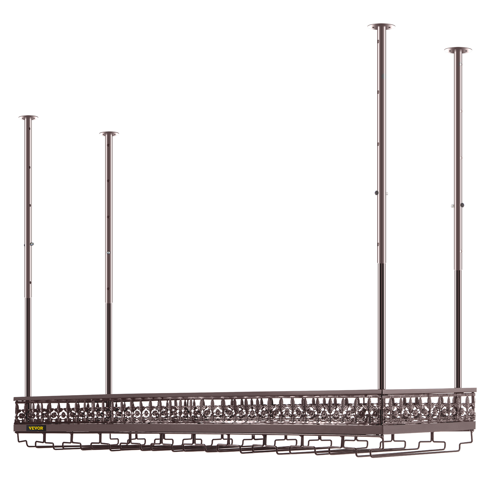 Ceiling-Mounted Bar Wine Rack Wine Glass Hanging Rack Black/Coppery ...