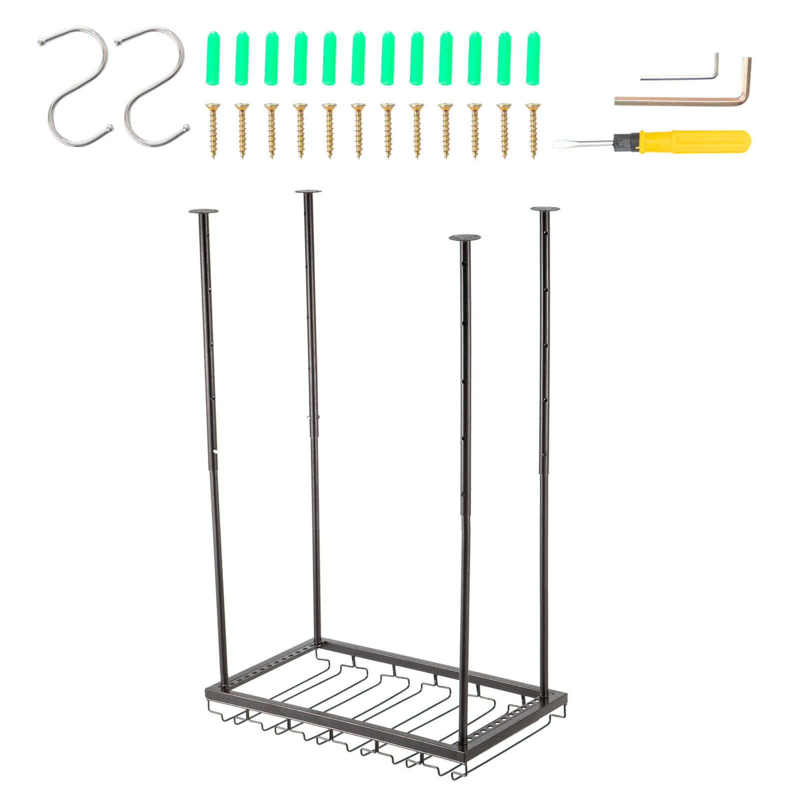 Ceiling-Mounted Bar Wine Rack Wine Glass Hanging Rack Black/Coppery ...