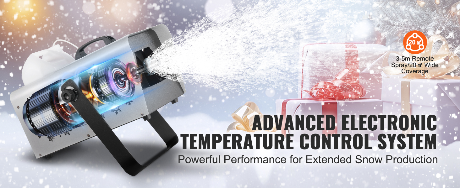 VEVOR Snow Machine 1500W Wireless Remote Handheld Hanging Snow Making ...