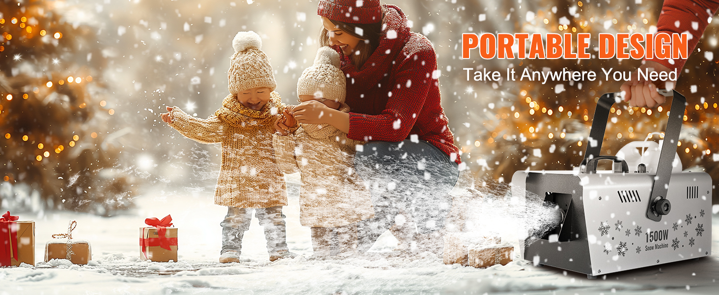 VEVOR Snow Machine 1500W Wireless Remote Handheld Hanging Snow Making ...